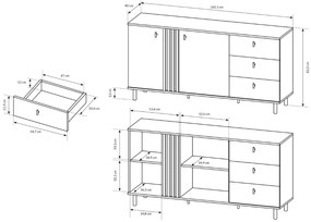 Komoda 2D3SZ MADIS Laski 165/82,2/40