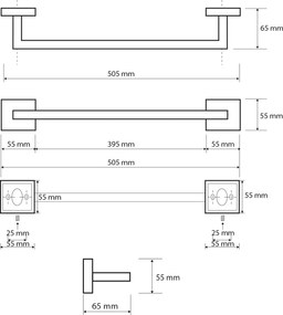 Sapho, X-SQUARE držák ručníků 500mm, chrom, XQ402