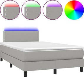 Box spring postel s matrací a LED světle šedá 120x190 cm textil 3270032