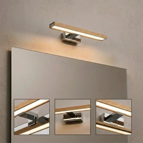 BRILAGI-LED Koup osvět zrcadla 3v1 WOODY MIRROR LED/8W/230V 40 cm IP44 chrom/dub