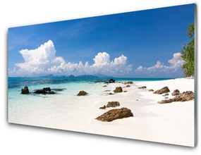 Obraz na skle Pláž Kameny Krajina 140x70 cm
