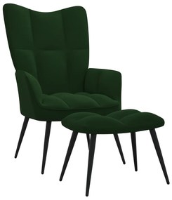 Relaxační křeslo se stoličkou tmavě zelené samet - Default Title