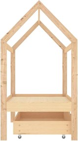 Rám dětské postele se zásuvkou masivní borovice 70 x 140 cm 322136