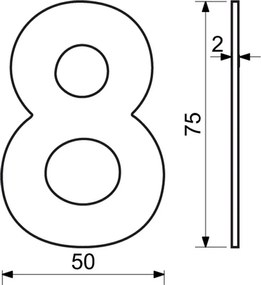 Domovní číslo "8", RN.75L, nerez