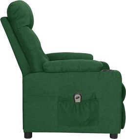 Elektrické polohovací křeslo tmavě zelené textil 3098821