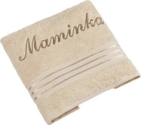 Bellatex Froté ručník kolekce Linie s výšivkou Maminka Béžová 50x100 cm