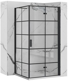 Rea Molier Black, sprchový kout se skládacími dveřmi 100(dveře) x 90(stěna), 6mm čiré sklo, černý profil, KPL-K6963