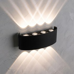 Toolight Toolight, JNH041-8G, venkovní LED nástěnné svítidlo nahoru/dolů, 8 LED, 12 W, 4000 K, IP44, černá matná, OSW-56232