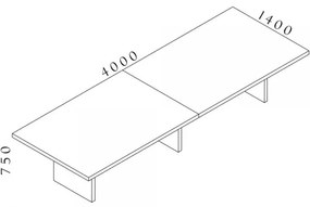 Jednací stůl Lineart 400 x 140 cm / Tmavý jilm