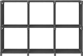 Výstavní police se 6 přihrádkami šedá 103 x 30 x 72,5 cm textil 322608