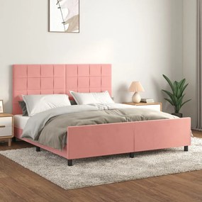 Rám postele s čelem růžový 160x200 cm samet 3125768