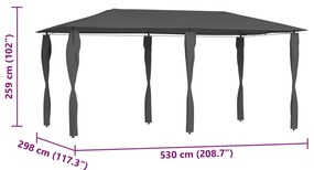 vidaXL Marketos Altán s krytými sloupky 2,98 x 5,3 x 2,59m antracitový 160 g/m²