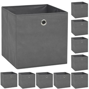 Úložné boxy 10 ks netkaná textilie 32 x 32 x 32 cm šedé 245748