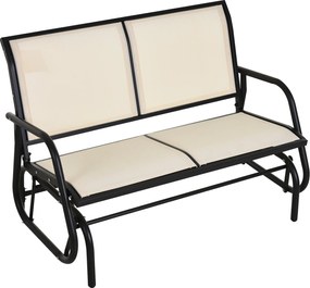 Outsunny 2-místná houpací lavička se houpacím mechanismem, zahradní houpačka z kovu, nosnost až 200 kg, zahradní nábytek pro zahradu, terasu, 120 x 70