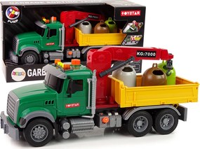 LEAN Toys Nákladní auto, jeřáb, doprava, odpadkový koš, zvuk