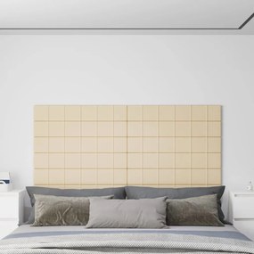 vidaXL Nástěnné panely 12 ks krémové 90 x 15 cm textil 1,62 m²