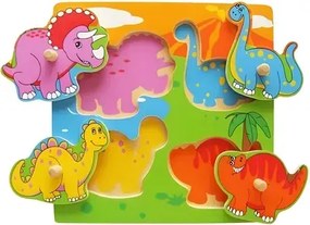 VIGA Dřevěná vkládačka Barevní dinosauři / od 1 roku