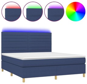 Box spring postel s matrací a LED modrá 160x200 cm textil,  3135531