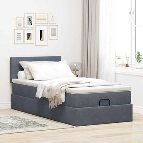 Osmanský rám postele s matrací tmavě šedá 80x200cm samet 3311664