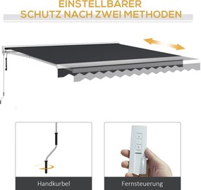 Markýza, elektricky/manuálně výsuvná, poloviční kazeta, dálkové ovládání, hliníkový rám, 4 x 3 m, šedá barva