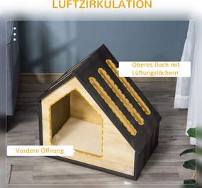 PawHut dřevěná bouda pro psy Útulná vnitřní jeskyně pro kočky a psy s polštářem, pro malé psy do 8 kg, 60x40x59,2 cm| Aosom