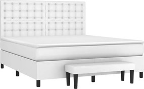 Box spring postel s matrací bílá 180x200 cm umělá kůže 3137678