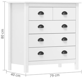 vidaXL Marketos Příborník Hill bílý 79 x 40 x 80 cm masivní borové dřevo