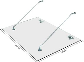 HOMCOM Skleněná stříška s baldachýnem, tvrzené sklo, nerezová ocel 304, čiré sklo 3 velikosti (150x90 cm) (M) | Aosom