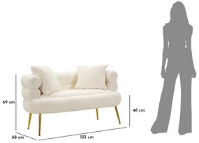 Designová pohovka Harmony 133 cm bílá / zlatá