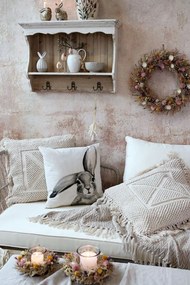 Béžový povlak na polštář s králíčkem Rabbi - 45*45 cm