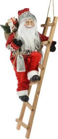 Vánoční dekorace Santa Claus na žebříku, 65 cm