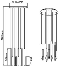 Brilliant -LED Stmívatelný lustr na lanku CEMBALO LED/70W/230V chrom/černá/hnědá