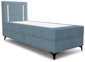 Jednolůžková postel 80 cm Ortega Comfort (světlomodrá) (s roštem a matrací, s úl. prostorem) (s LED osvětlením). 1082675