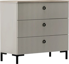 Komoda, šedohnědá Taupe/dub silverjack, DOMCA 3S