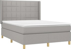 Box spring postel s matrací a LED světle šedá 140x190 cm textil 3138869