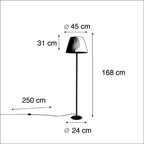 Moderní stojací lampa černá s bílým plisovaným stínítkem 45 cm - Simplo