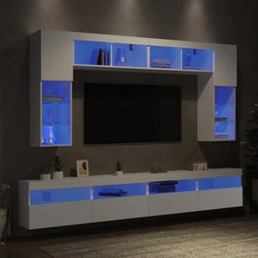 8dílná obývací stěna s LED osvětlením bílá 3216764