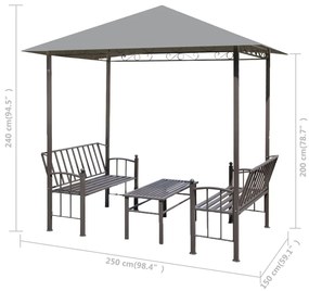 Zahradní altán se stolem a lavicemi 2,5x1,5x2,4 m antracitový - Default Title