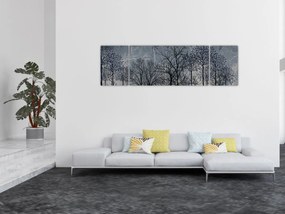 Obraz - Siluety stromů s listy (170x50 cm)