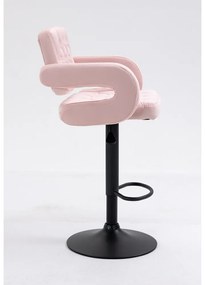 Barová židle STOCKHOLM na černé podstavě - světle růžový velur