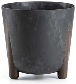 PLASTOVÝ KVĚTINÁČ MOSS 30X28,5 CM IMITACE BETONU ČERNÁ