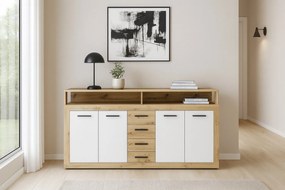 Komoda Luna 190 cm dub Artisan/bílá