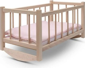 Dřevěná postýlka-kolébka pro panenky s povlečením Baby Mix
