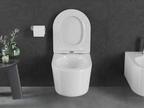 Mexen Sofia, závěsná WC mísa 490x360x355 mm, Rimless Tornádo + WC sedátko z duroplastu, bílá lesklá, 30540400T