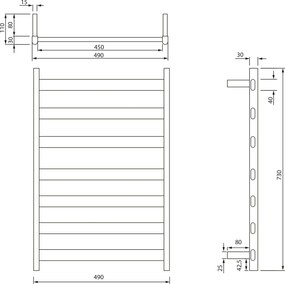 Sapho Elias elektrický sušák ručníků 490 x 730 x 110mm 105W bílá EB540