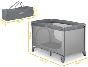 Ricokids Cestovní postýlka 125 x 65 x 78 cm RK-240 šedá