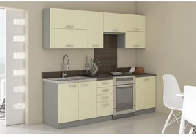 Nábytek Elegance Kuchyňská linka KAMELIA 120/180 cm = Dolní skříňky: 80cm dřezová, 40cm zásuvková, Horní skříňky: 80cm plná, 40cm, 60cm digestořová