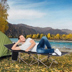 Skládací kempingová postel Outsunny s nosnou taškou 190 x 68 x 52 cm pro kempování do 150 kg, postel pro hosty pro dospělé, skládací postel pro vnitř…