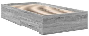 Rám postele se zásuvkami šedý sonoma 90x200 cm kompozitní dřevo