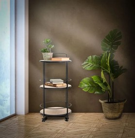 Servírovací vozík Arex 40 cm černý/hnědý